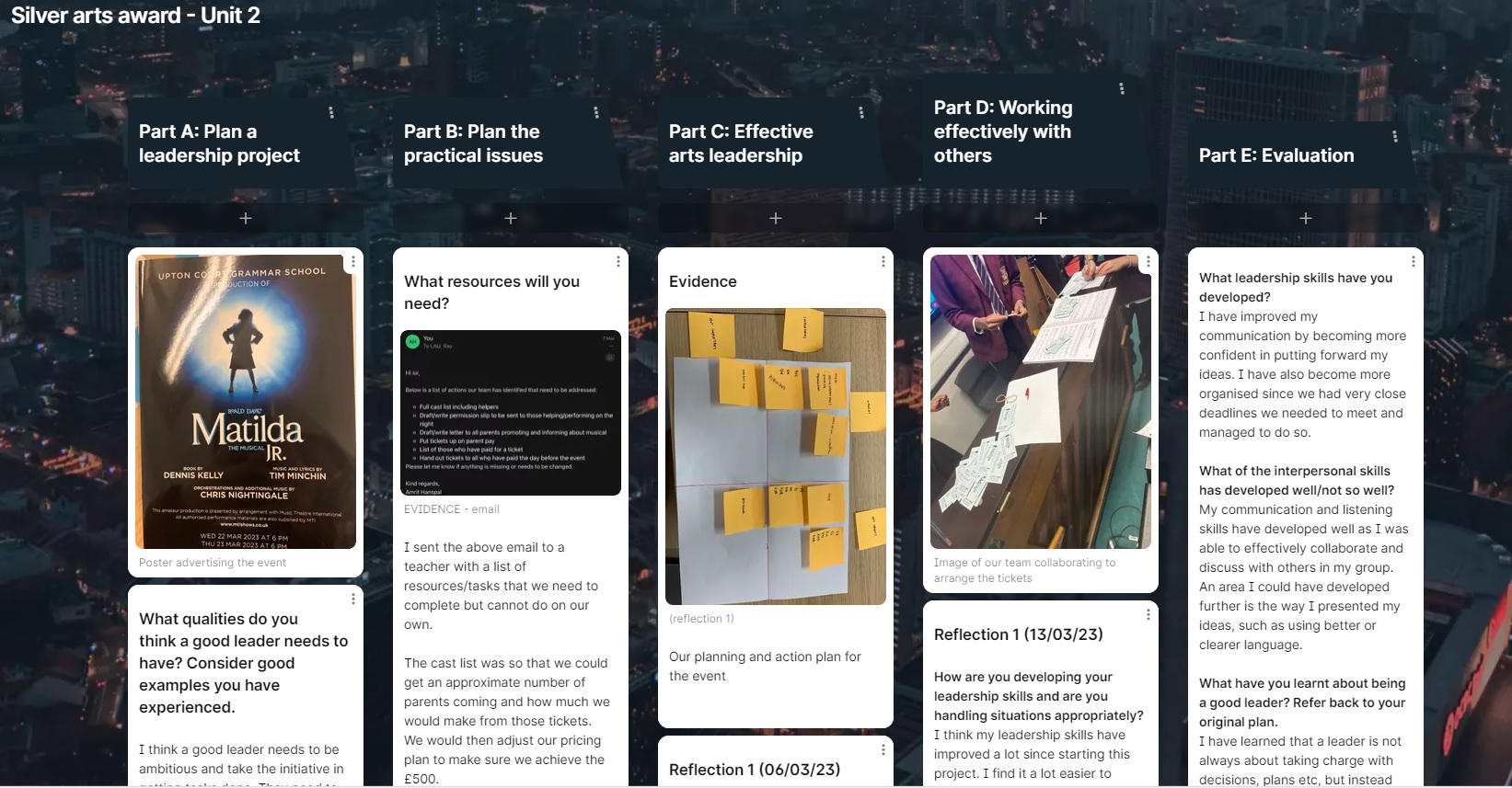 Developing leadership skills through producing musical showcases